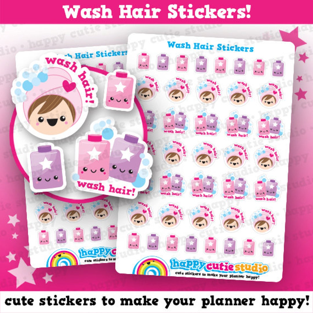 41 Cute Wash Hair/reminder/shampoo Planner Stickers - Etsy