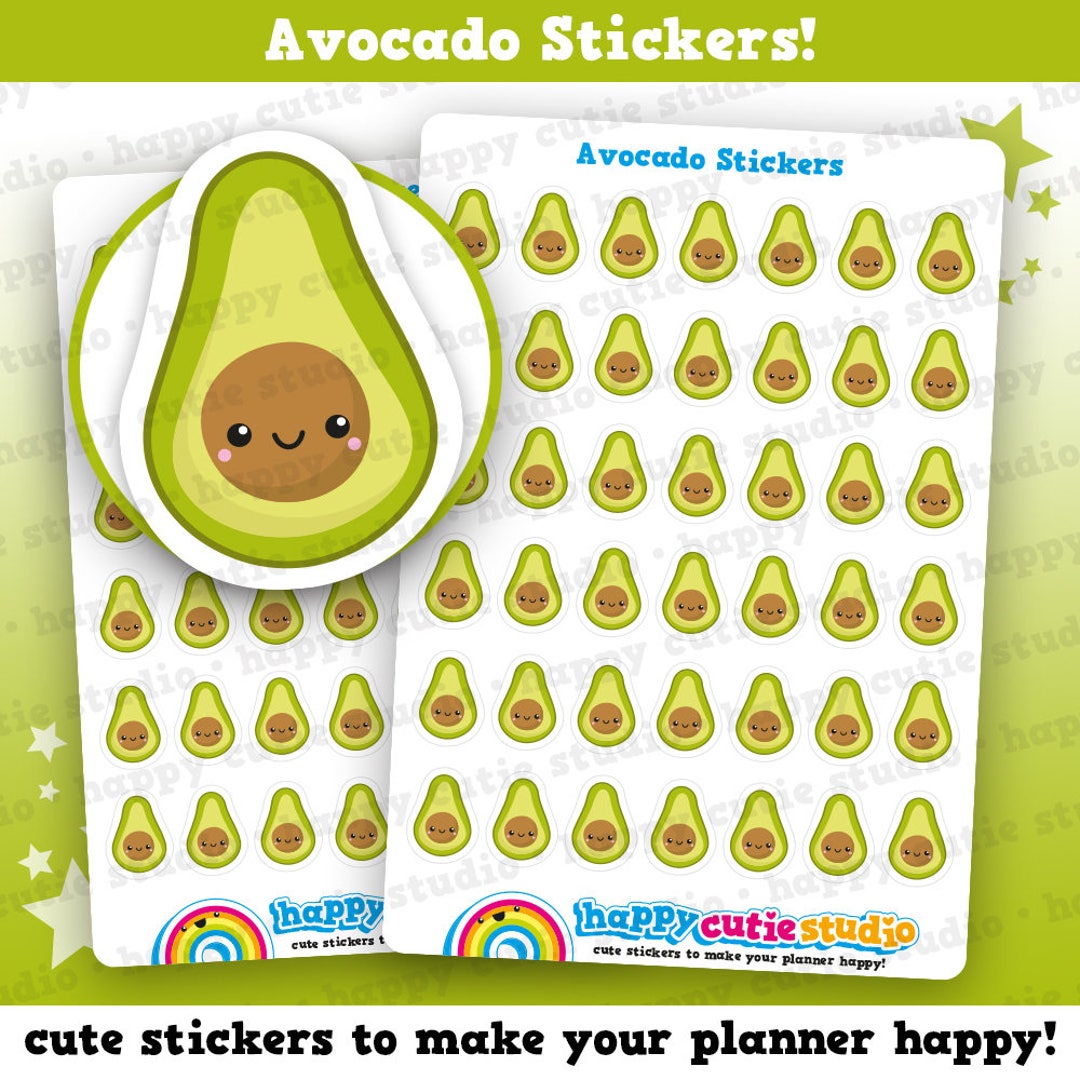 48 Cute Avocado/vegan/vegetarian/health Planner Stickers - Etsy