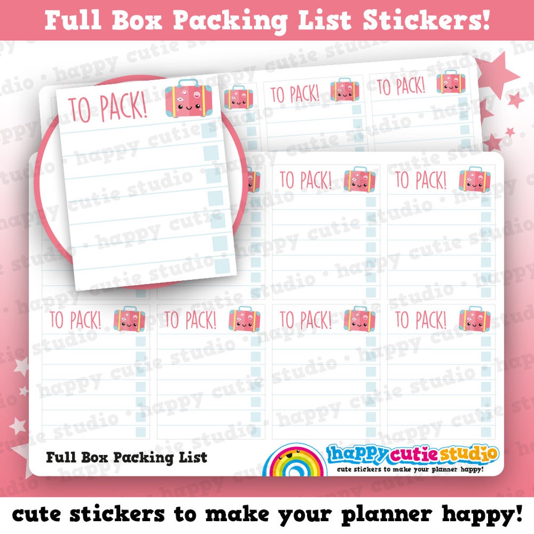 8 Cute Full Box Packing List/holiday/vacation/practical Planner ...
