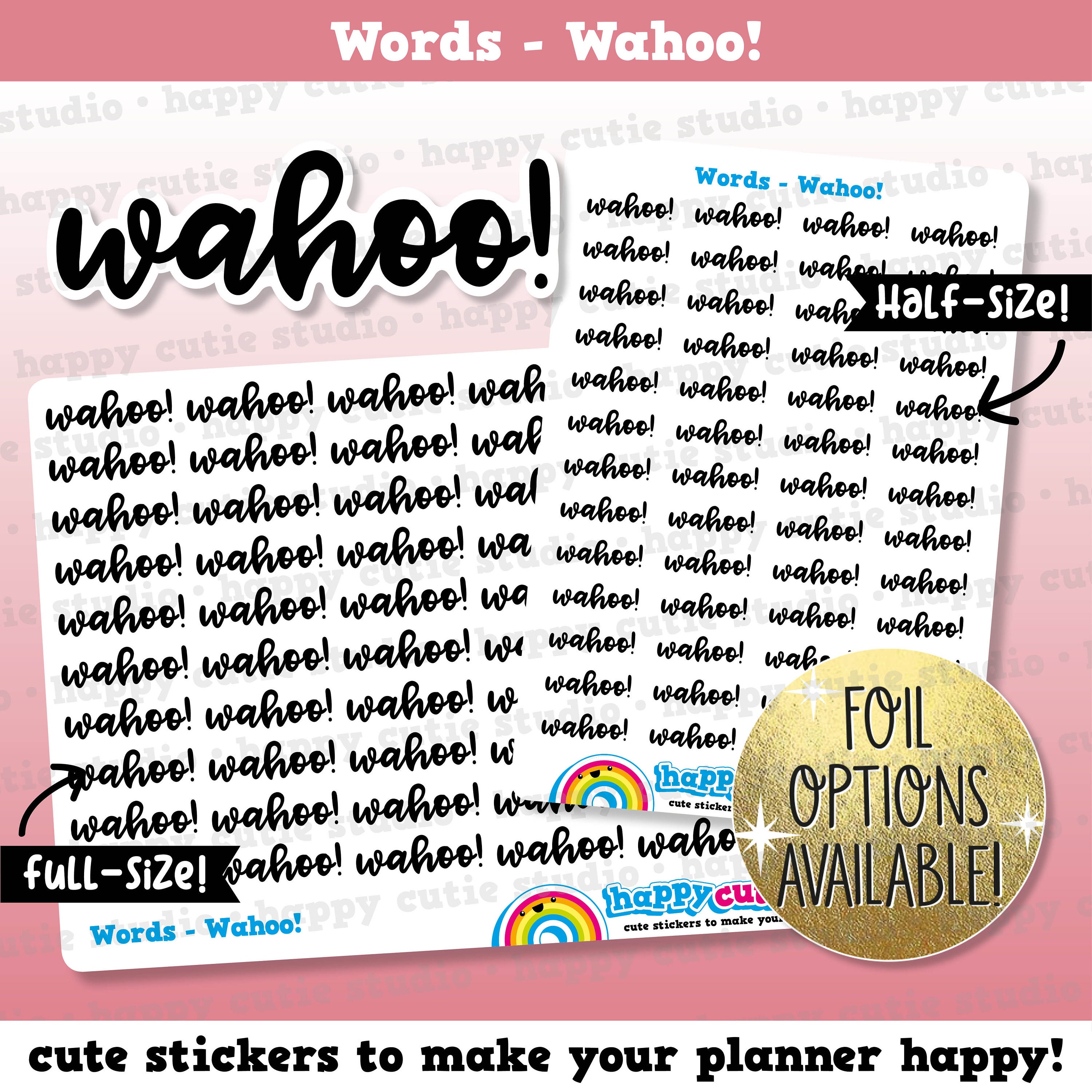 Wahoo Words/Banners/Foil Planner Stickers | Etsy