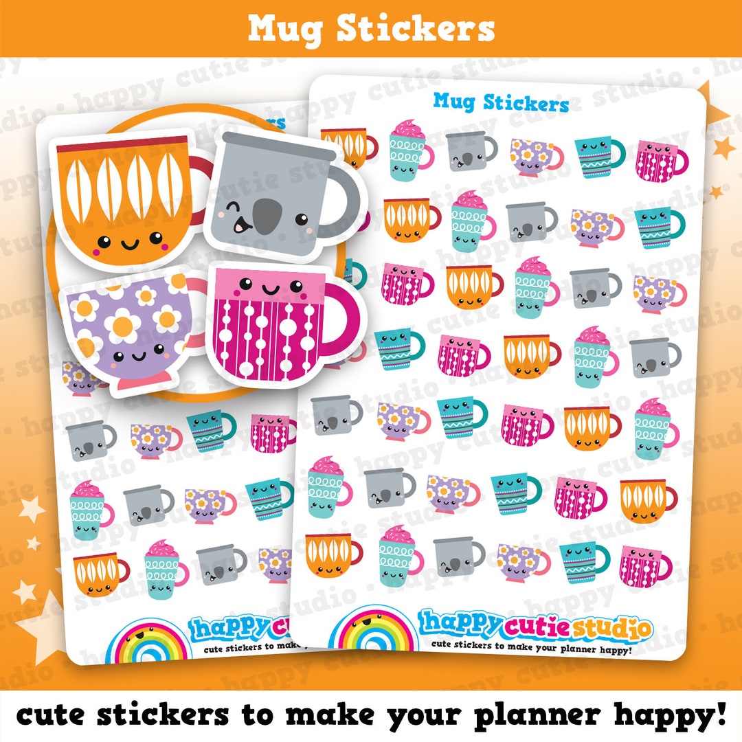 42 Cute Mugs Planner Stickers - Etsy