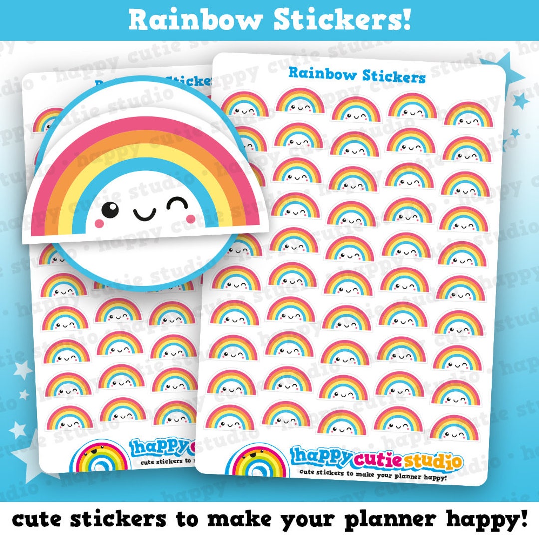 50 Cute Rainbow Planner Stickers - Etsy