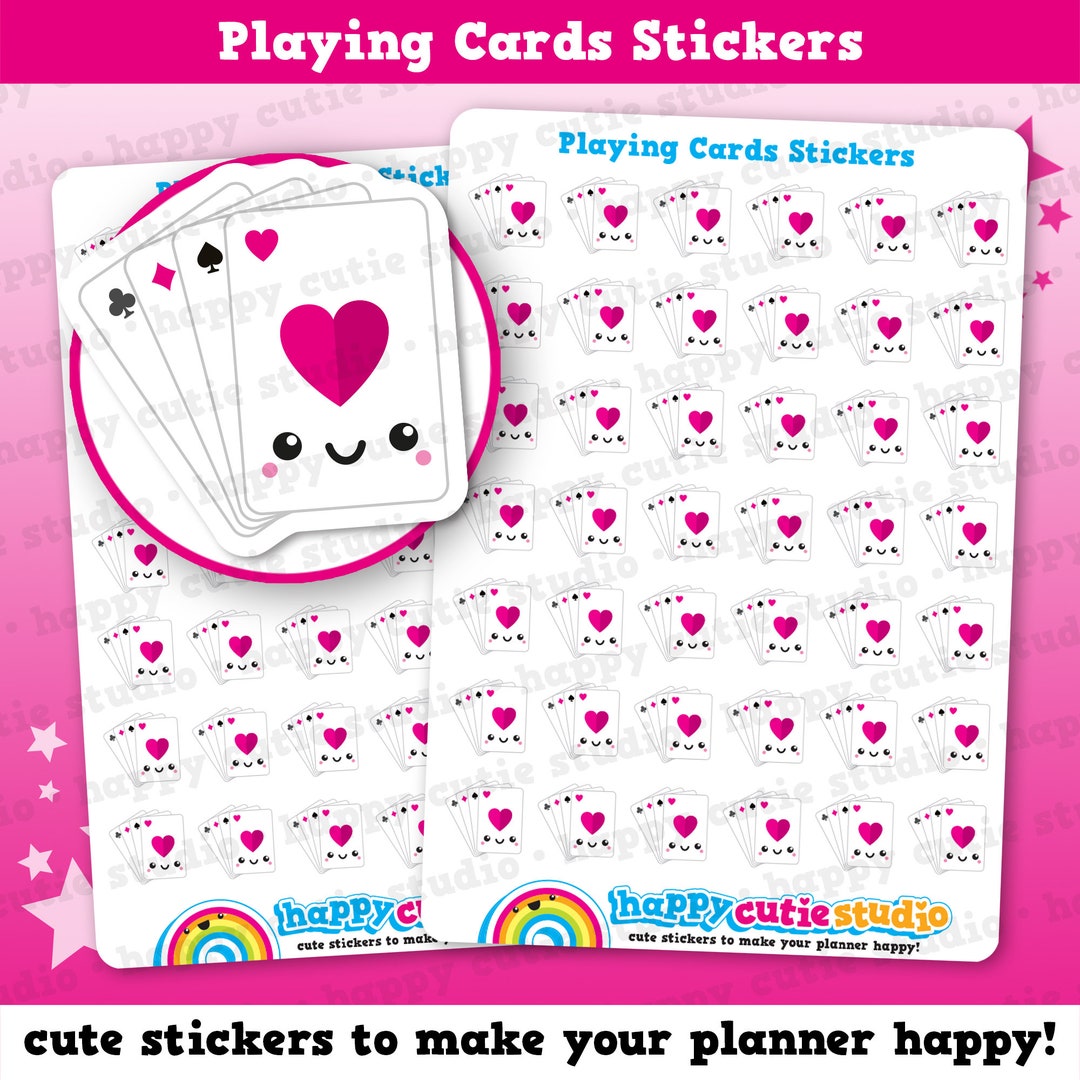 42 Cute Playing Cards/games Night/cards Planner Stickers - Etsy