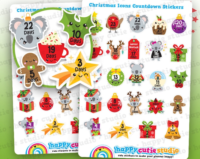 24 Cute Christmas Icons Countdown/festive/holidays Planner - Etsy