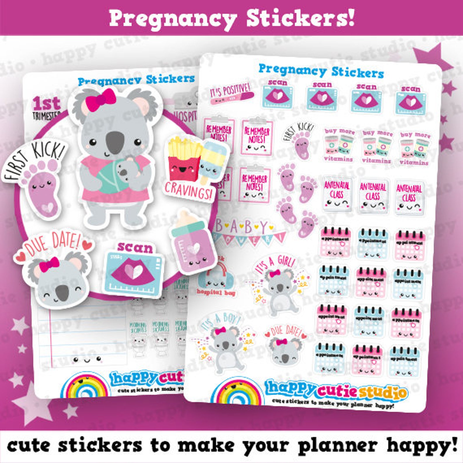66 Cute Pregnancy/pregnant/baby Planner Stickers | Etsy