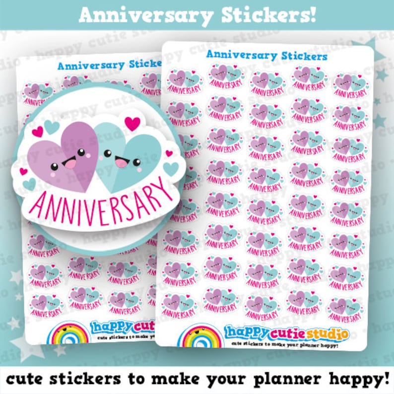 40 Cute Anniversary Planner Stickers - Etsy UK