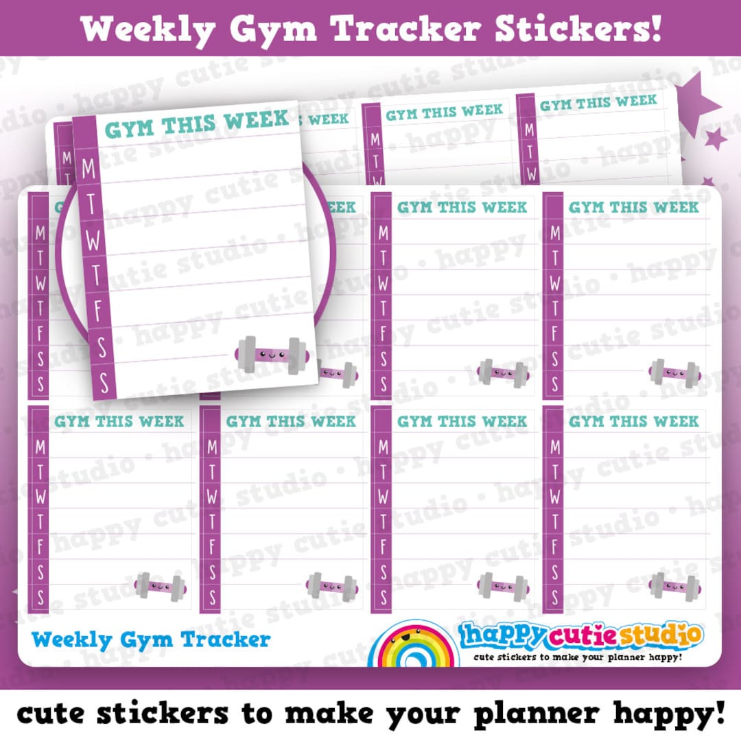 8 Cute Full Box Weekly Gym Tracker Planner Stickers - Etsy