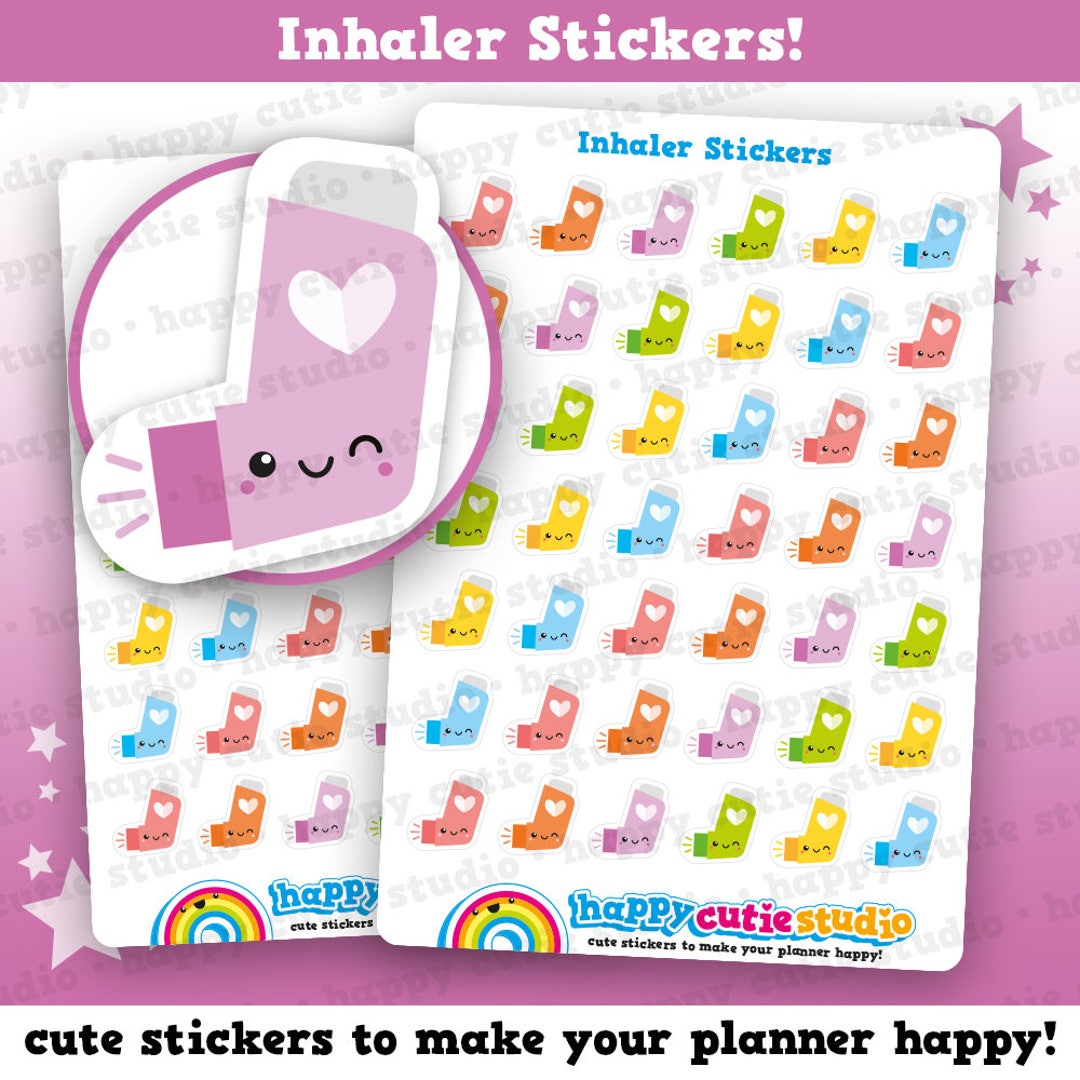 42 Cute Inhaler/asthma/reliever Inhaler Planner Stickers - Etsy