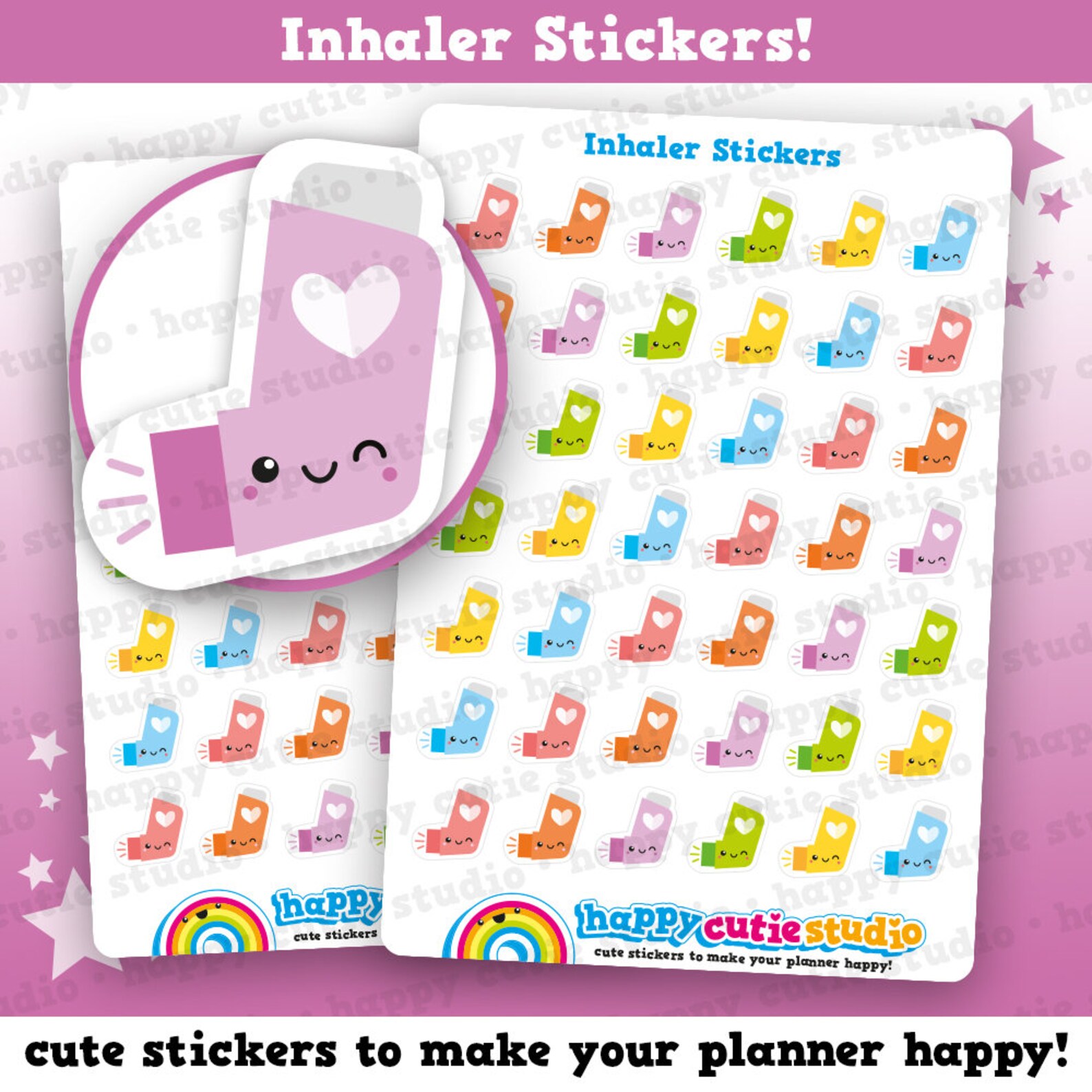 42 Cute Inhaler/asthma/reliever Inhaler Planner Stickers - Etsy