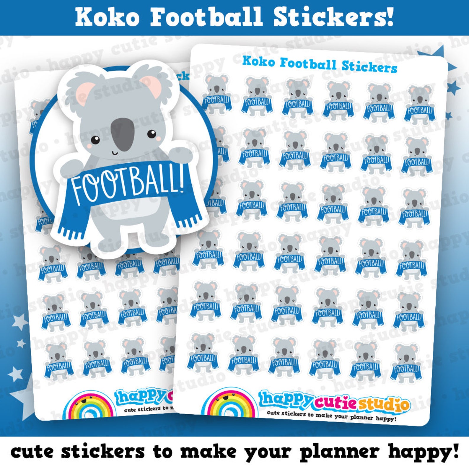 36 Cute Koko the Koala Football/soccer Planner Stickers - Etsy