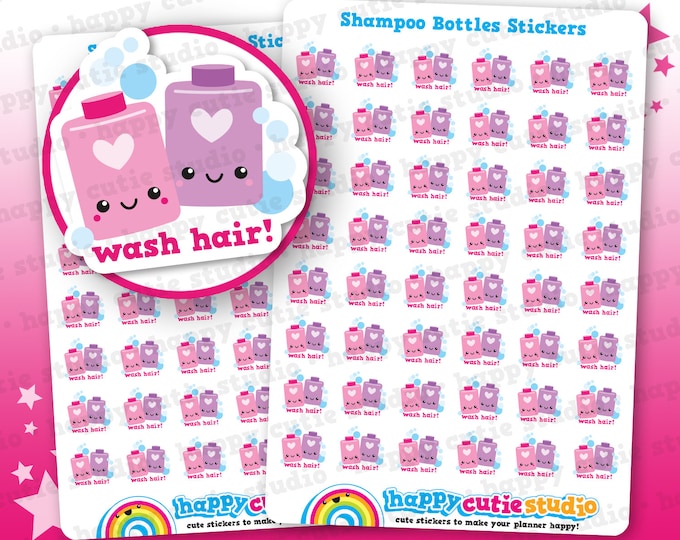 48 Cute Shampoo Bottle/wash Hair/reminder Planner Stickers - Etsy