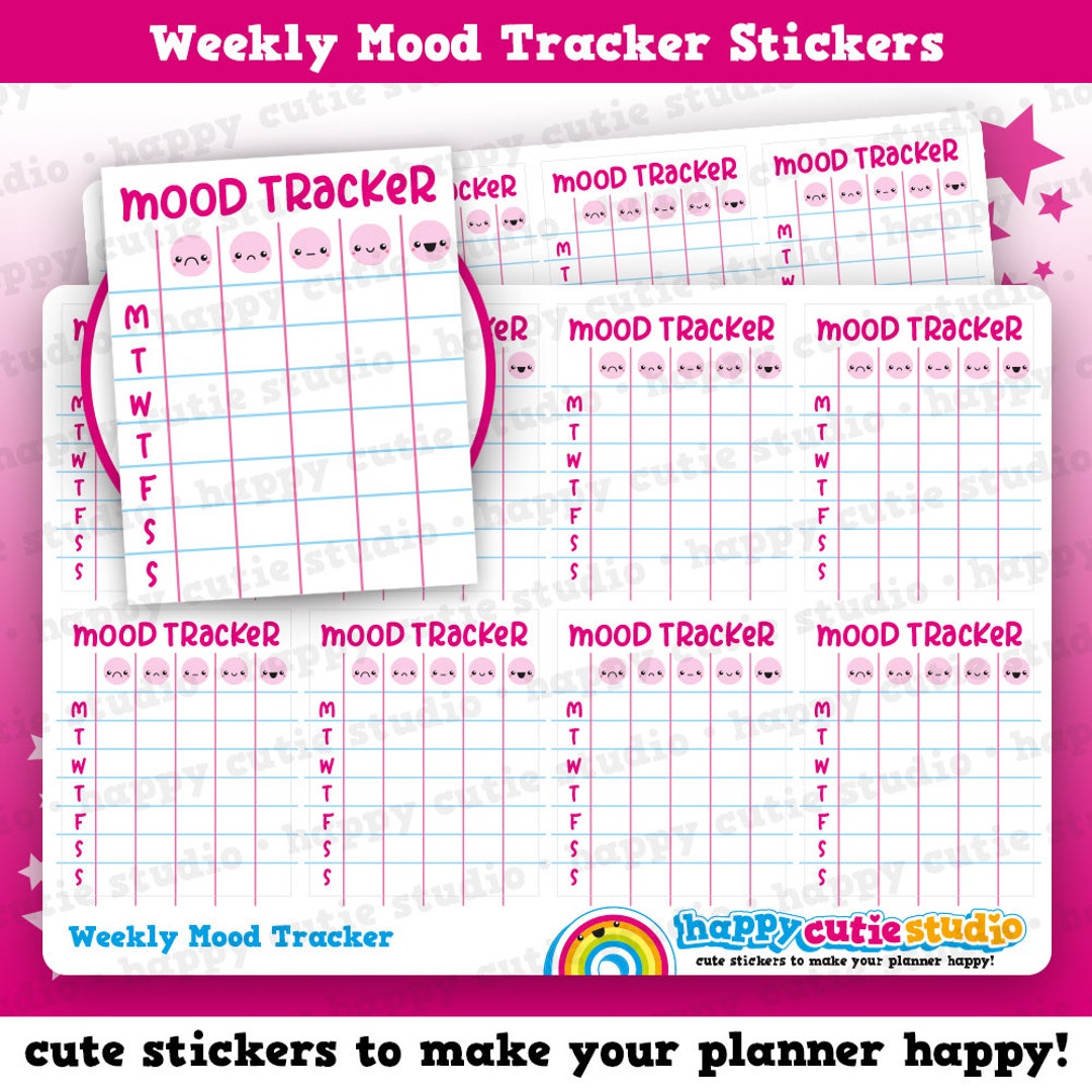 8 Cute Full Box Weekly Mood Tracker Planner Stickers - Etsy