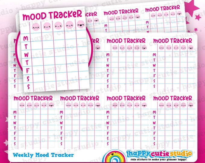 8 Cute Full Box Weekly Mood Tracker Planner Stickers - Etsy