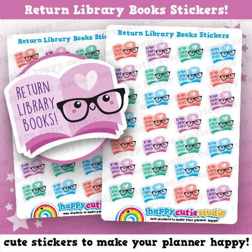 28 Cute Return Library Books/reading Planner Stickers | Etsy
