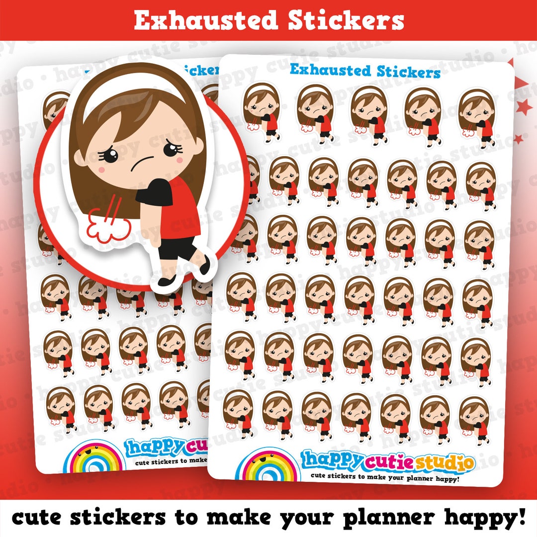 40 Cute Exhausted/tired Girl Planner Stickers - Etsy