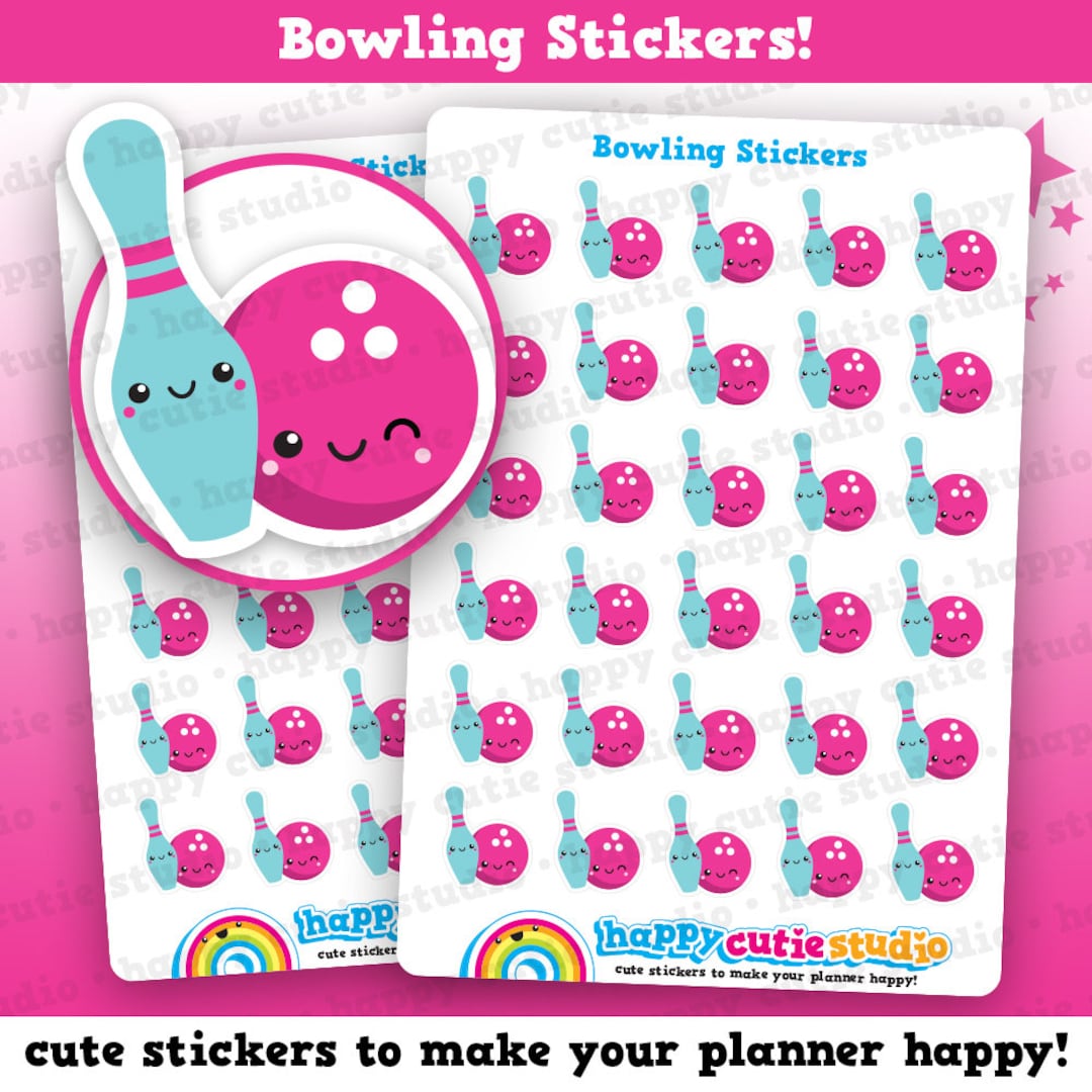 30 Cute Bowling/ten Pin Bowling Planner Stickers - Etsy