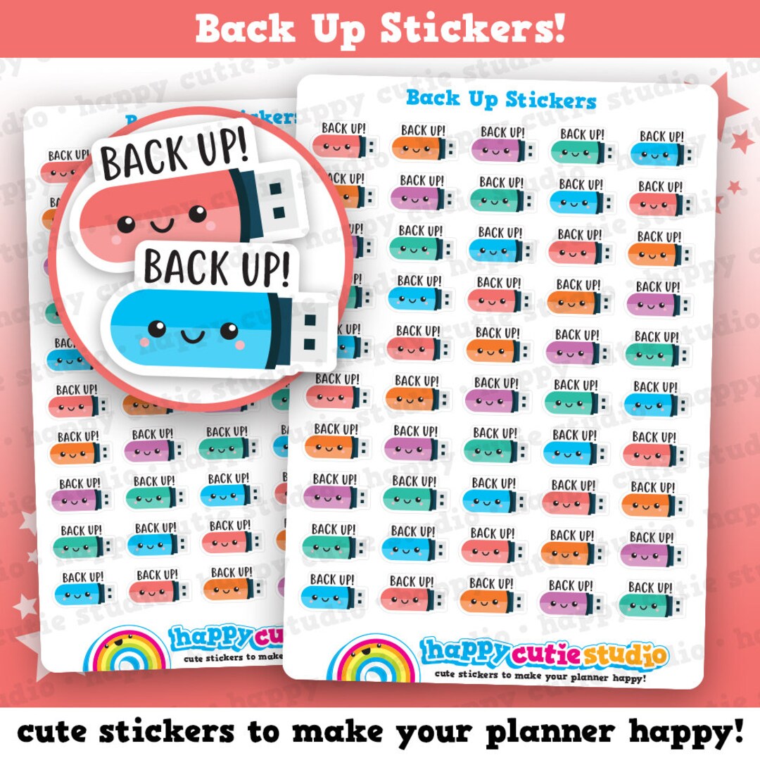 50 Cute Back Up/backup/data/usb Planner Stickers - Etsy
