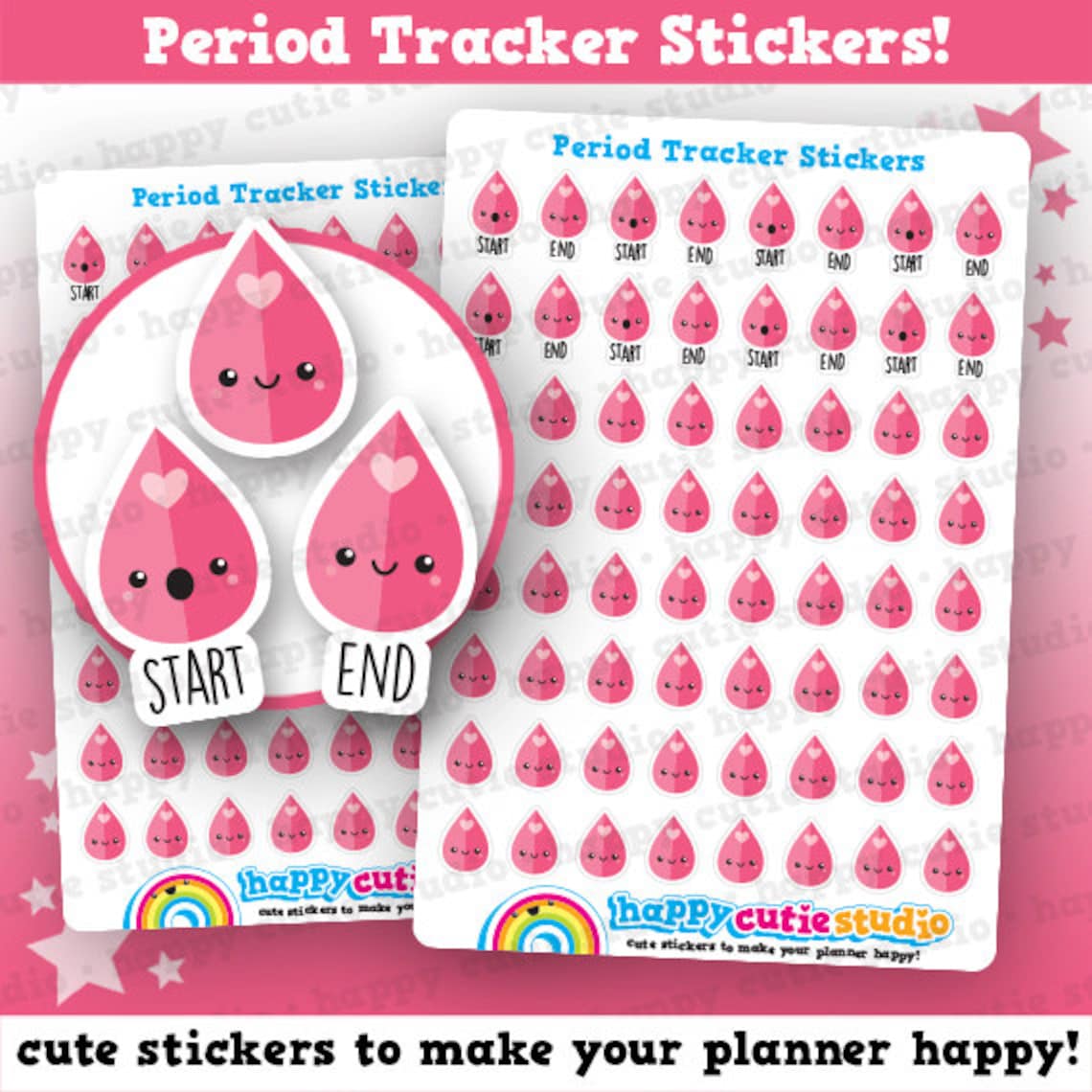 64 Cute Period Tracker Planner Stickers | Etsy