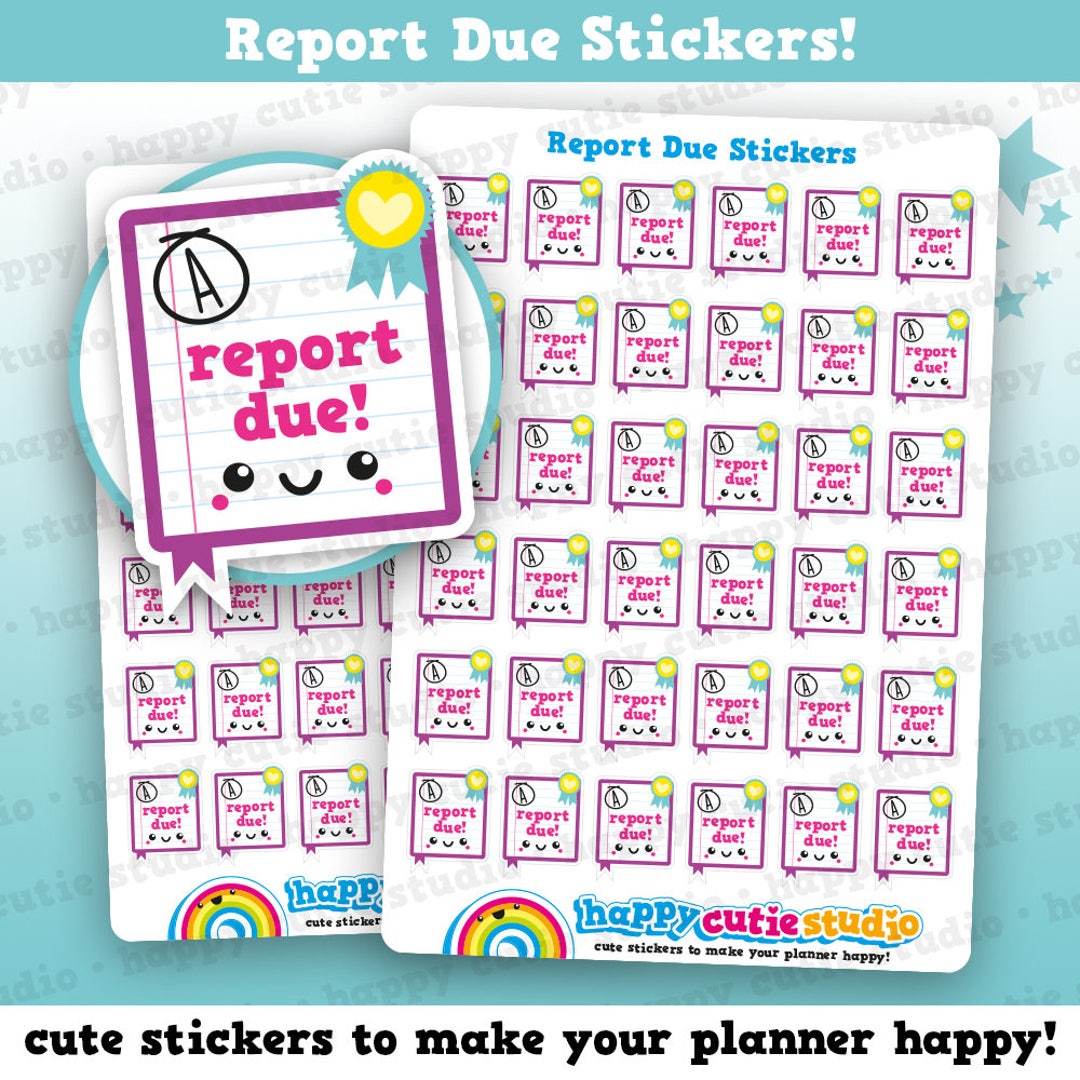36 Cute Report Due/college/school Planner Stickers - Etsy