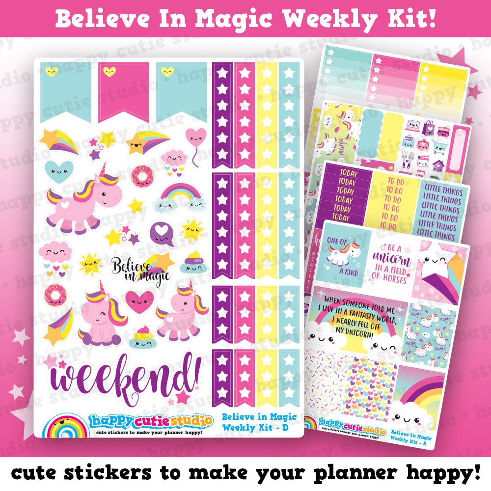 Believe in Magic/unicorn/rainbow Weekly Kit Planner Stickers | Etsy