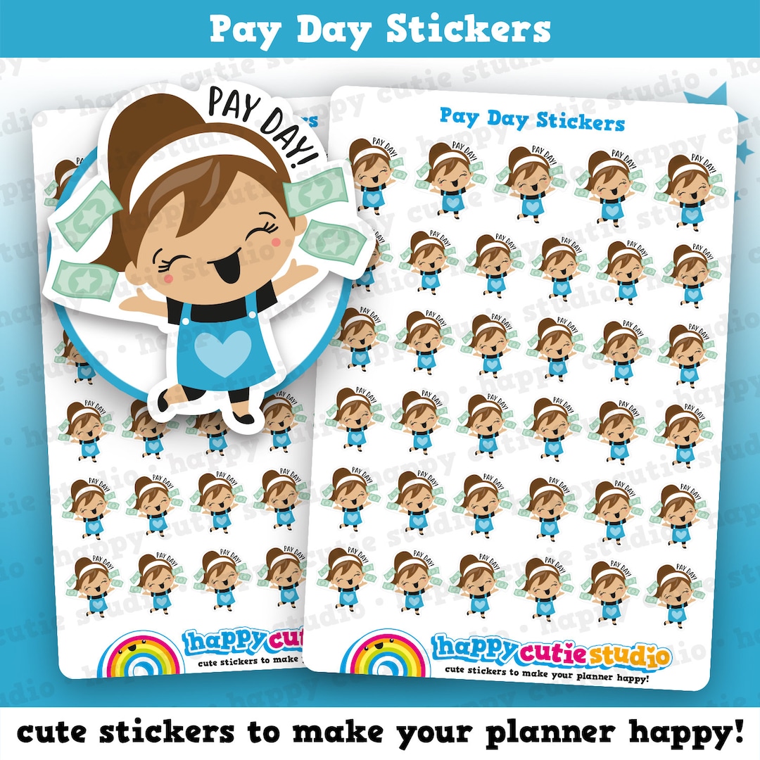 35 Cute Pay Day/payday/money Girl Planner Stickers - Etsy