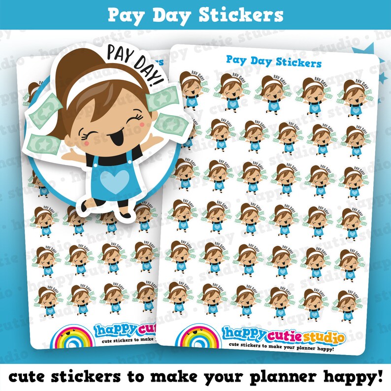 35 Cute Pay Day/payday/money Girl Planner Stickers | Etsy