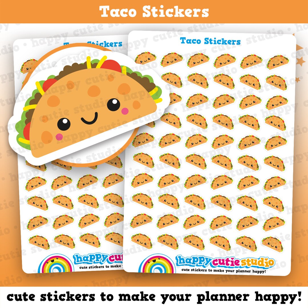 60 Cute Taco Planner Stickers - Etsy
