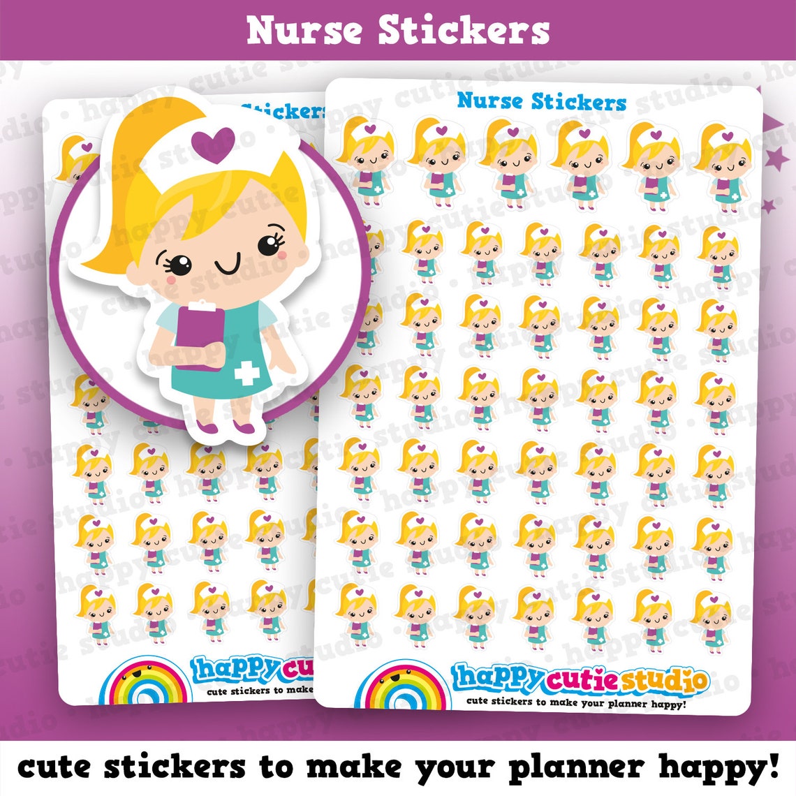 48 Cute Nurse/doctor/hospital Girl Planner Stickers - Etsy