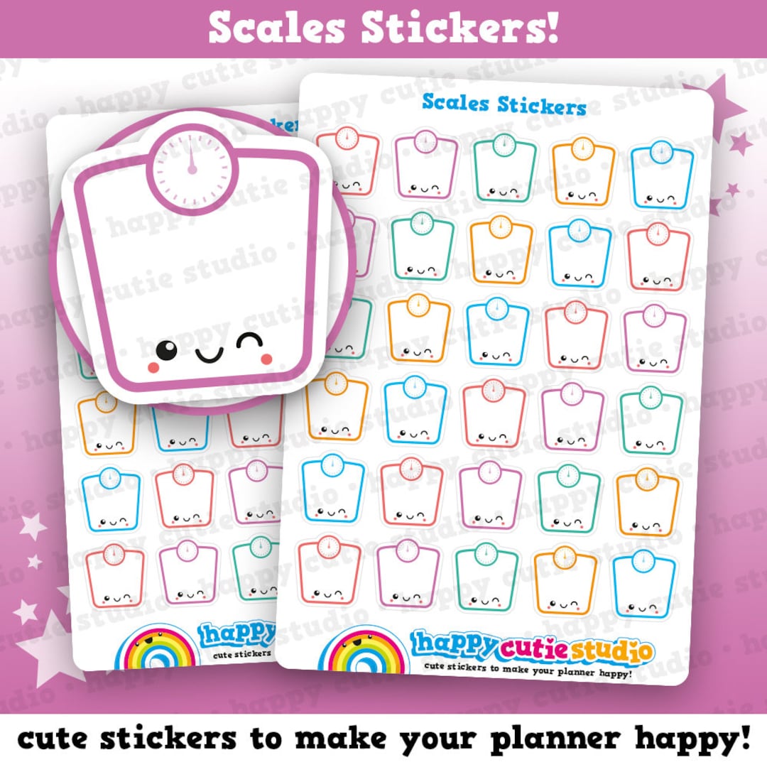 30 Cute Scales, Weight Tracker Planner Stickers - Etsy