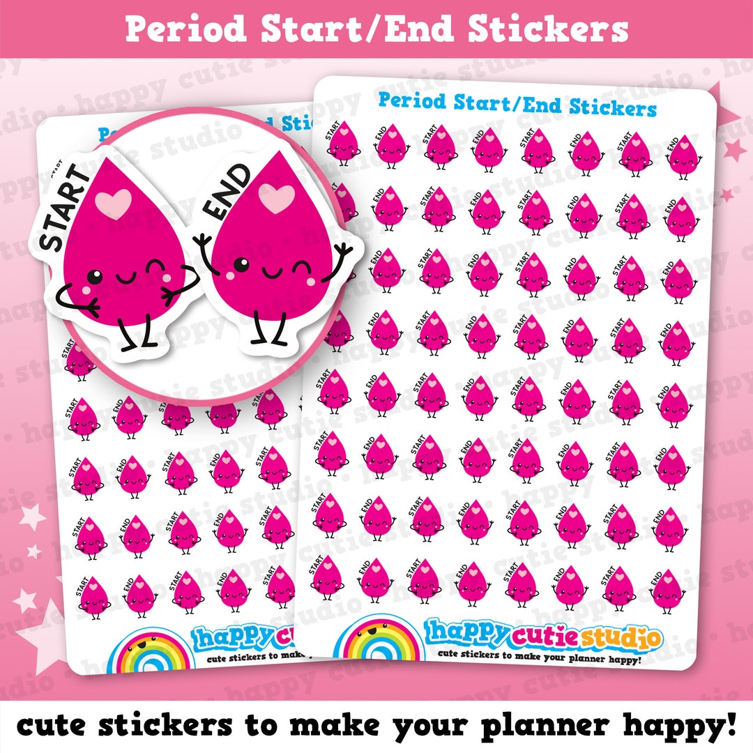 64 Cute Period Start/end Tracker Planner Stickers - Etsy