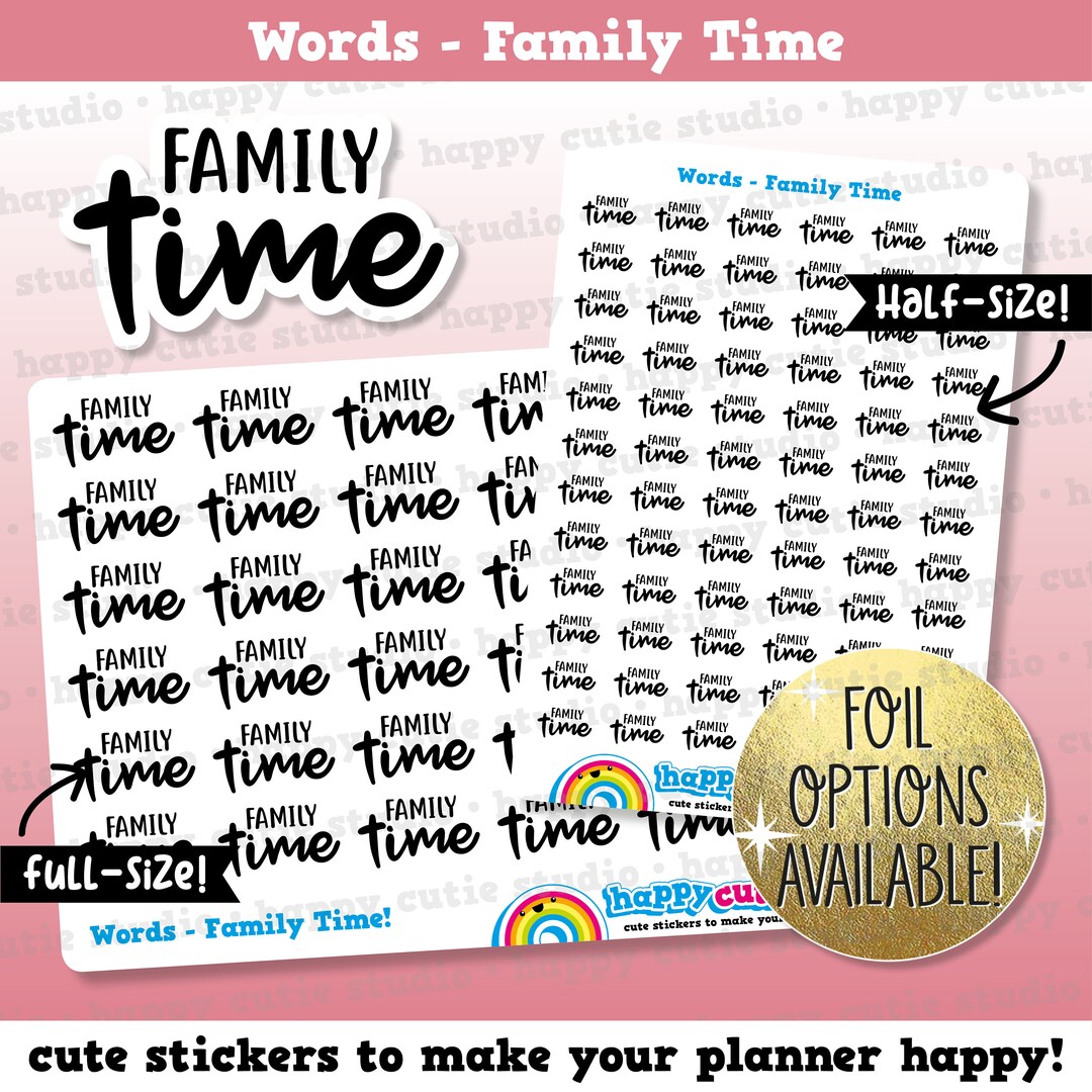 Family Time Words/functional/foil Planner Stickers - Etsy