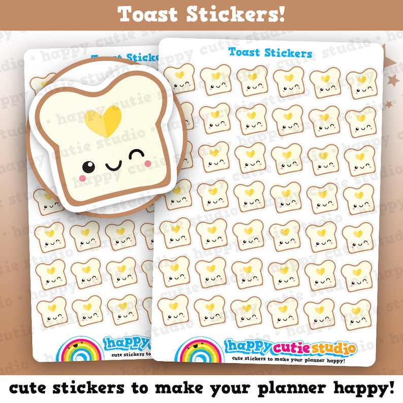 42 Cute Toast/breakfast Planner Stickers - Etsy