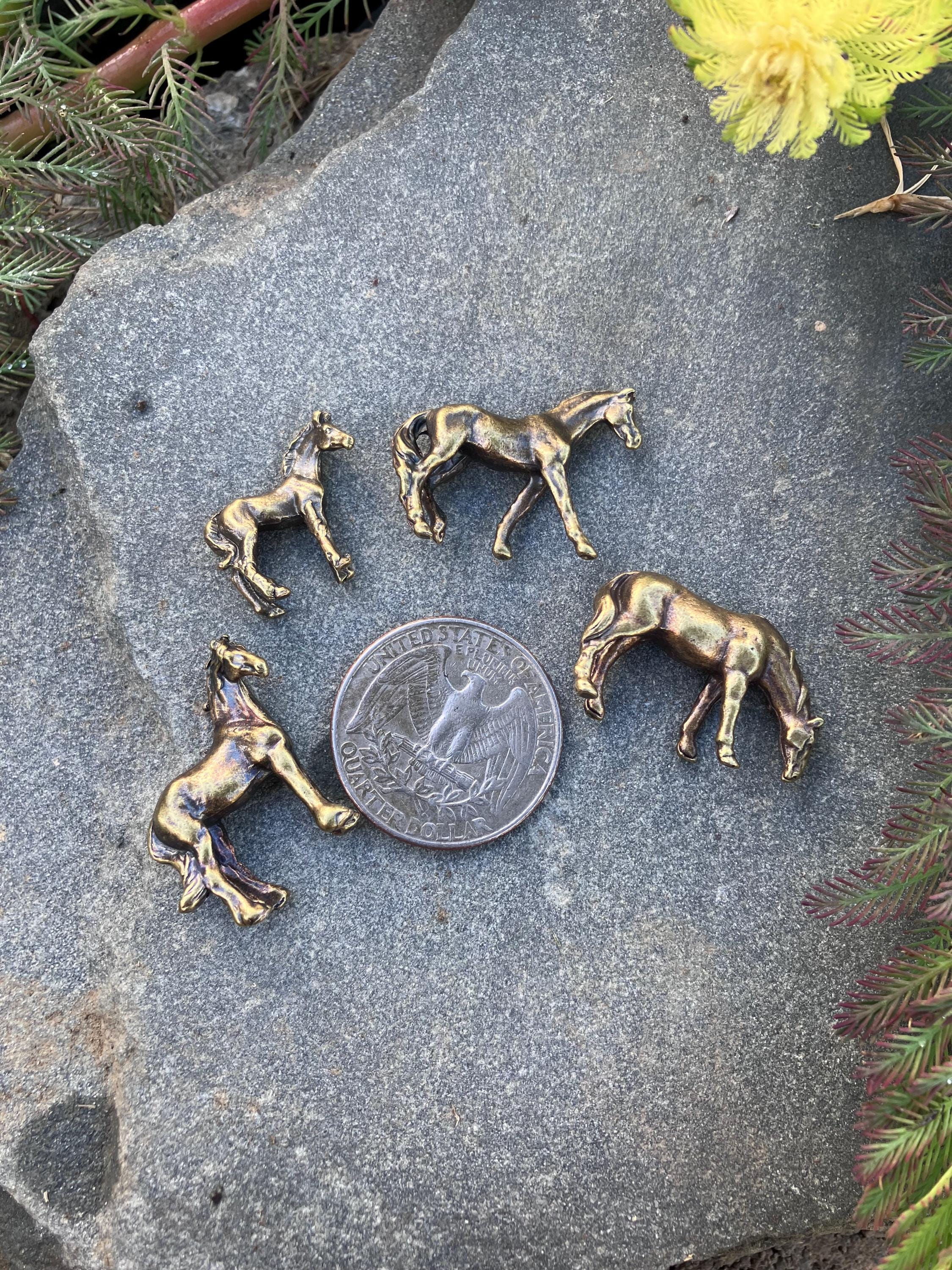 Set of Four Miniature Solid Brass Horse Figurines - Etsy