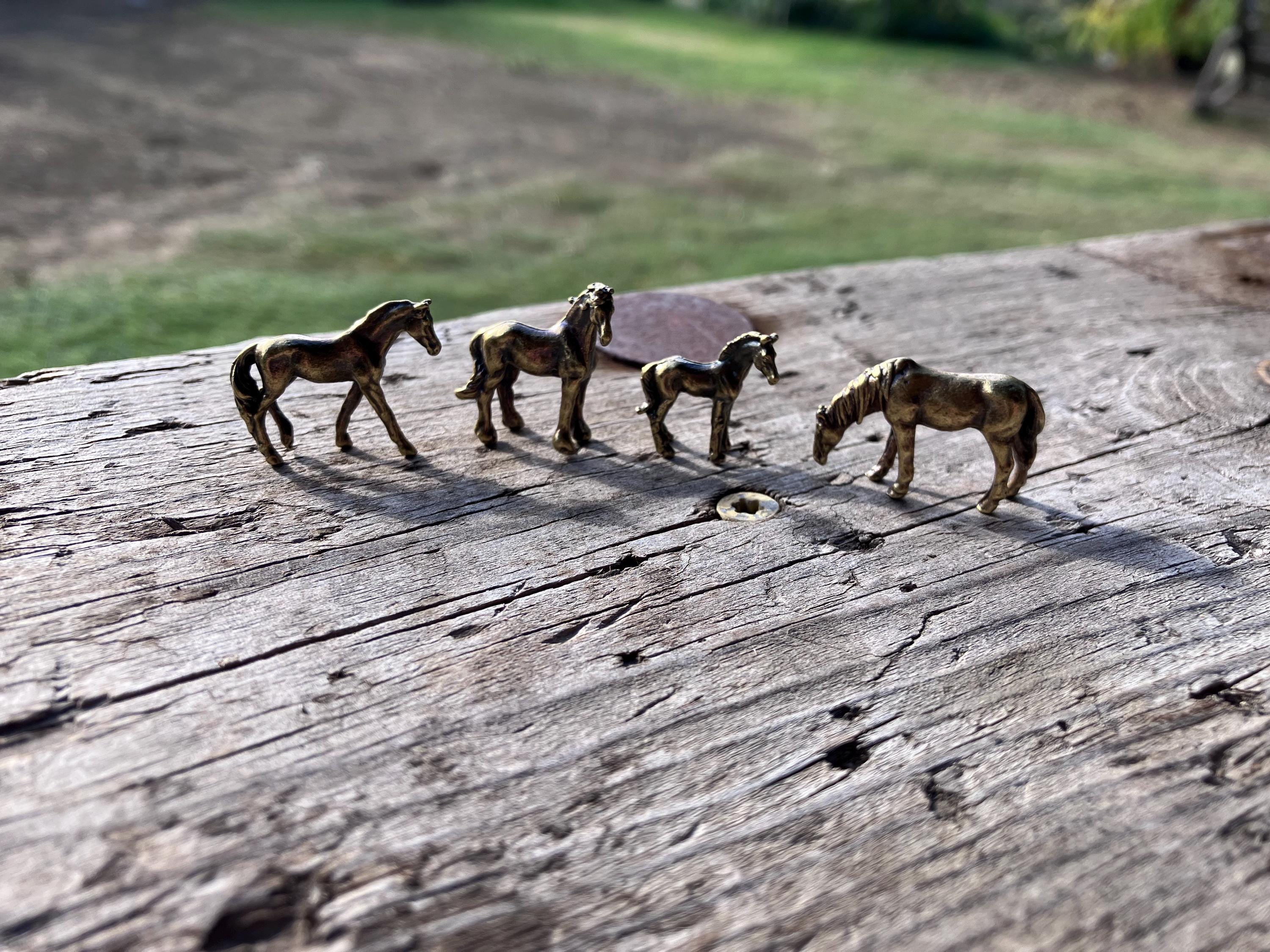 Set of Four Miniature Solid Brass Horse Figurines - Etsy