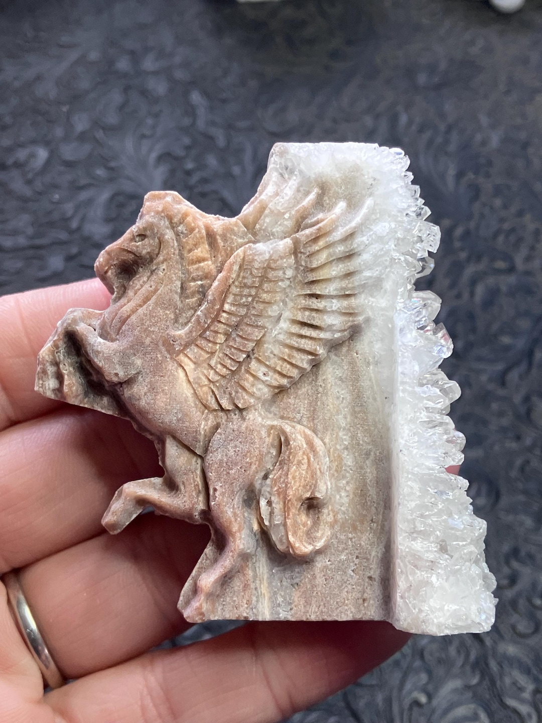 Carving of Pegasus Winged Horse Quartz Crystal Stone Figurine - Etsy