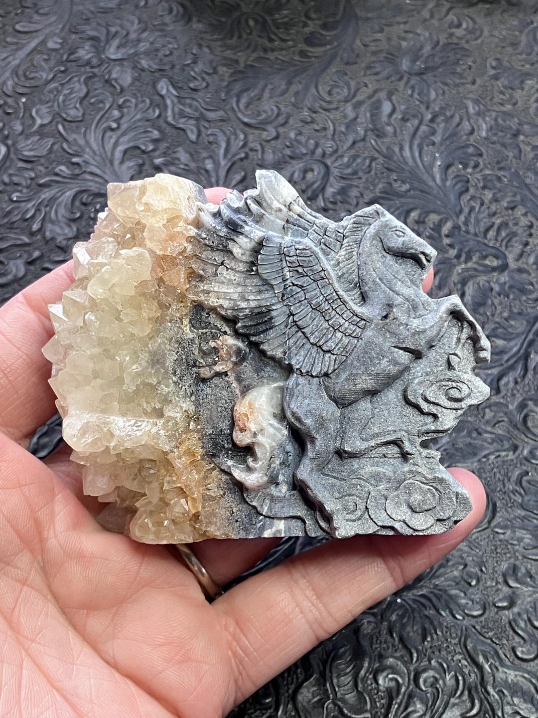 Carving of Pegasus Winged Horse Quartz Crystal Stone Figurine - Etsy