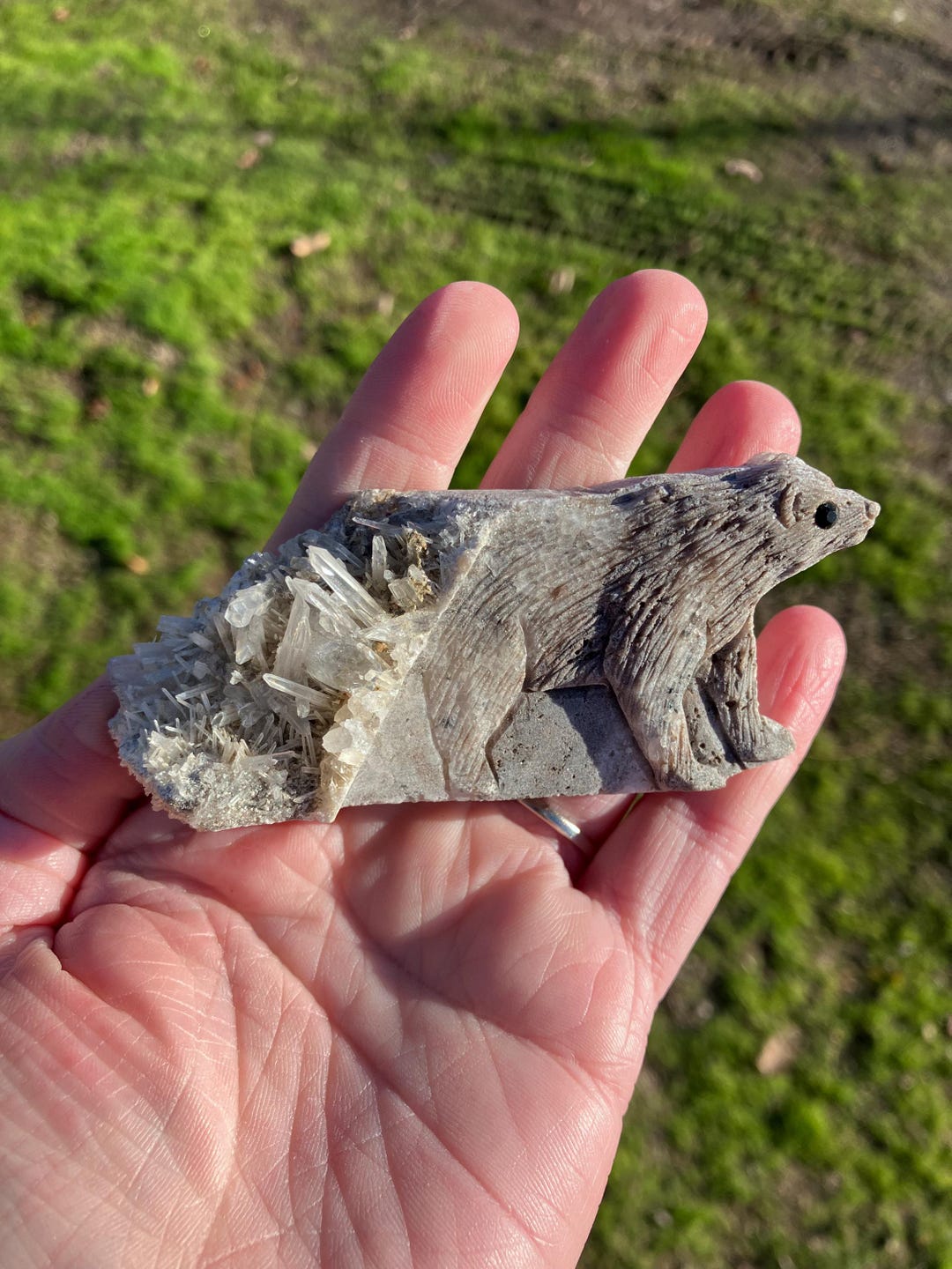 Hand Carved Stone Bear Crystal Figurine - Etsy