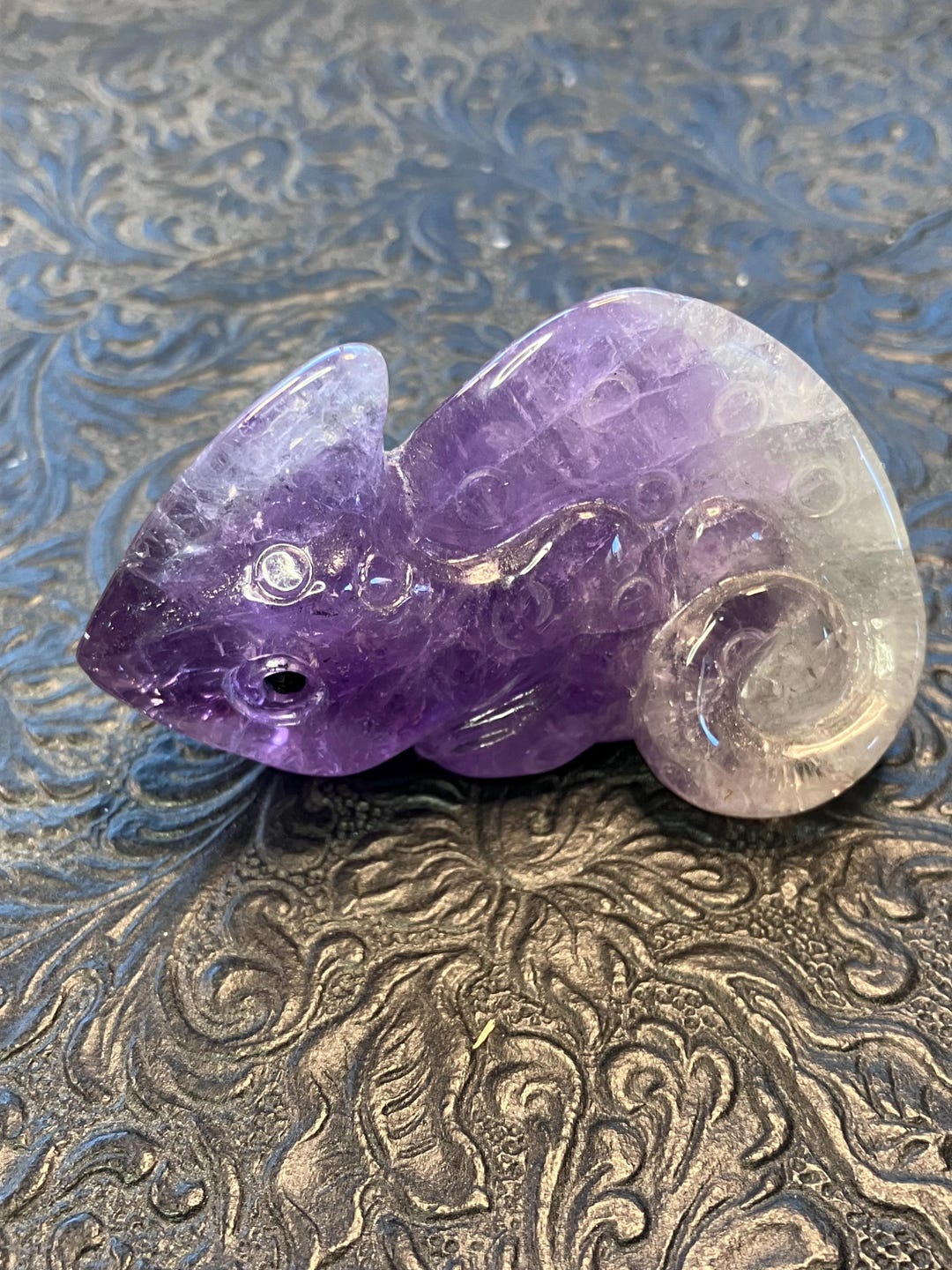 Hand Carved Purple Amethyst Chameleon Lizard Crystal Figurine - Etsy