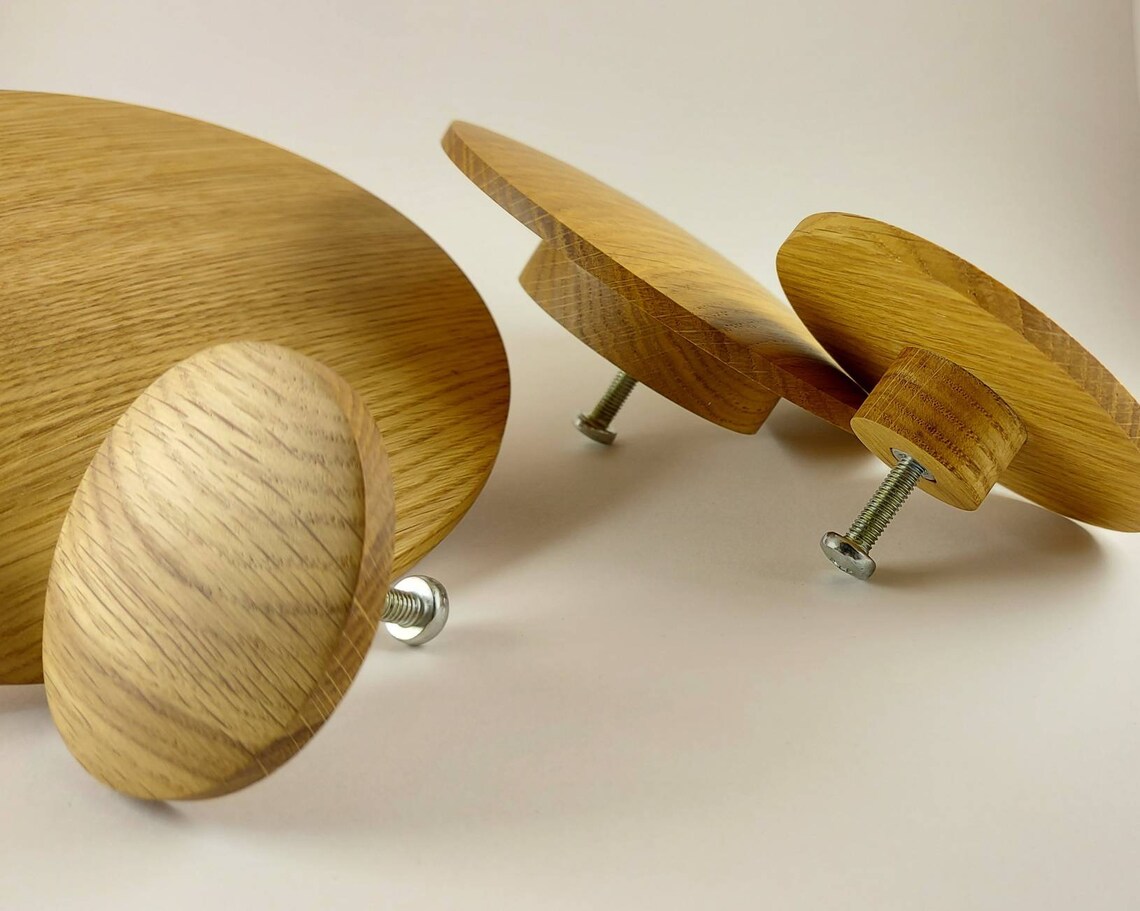 Oak Wooden Knobs Set - Etsy