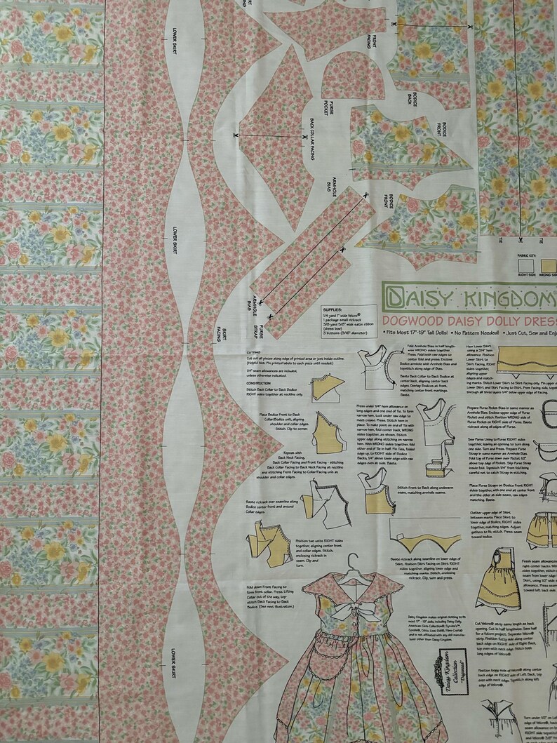 Daisy Kingdom Fabric Panel Dogwood Daisy Dolly Dress Fits 17-19 Inch ...
