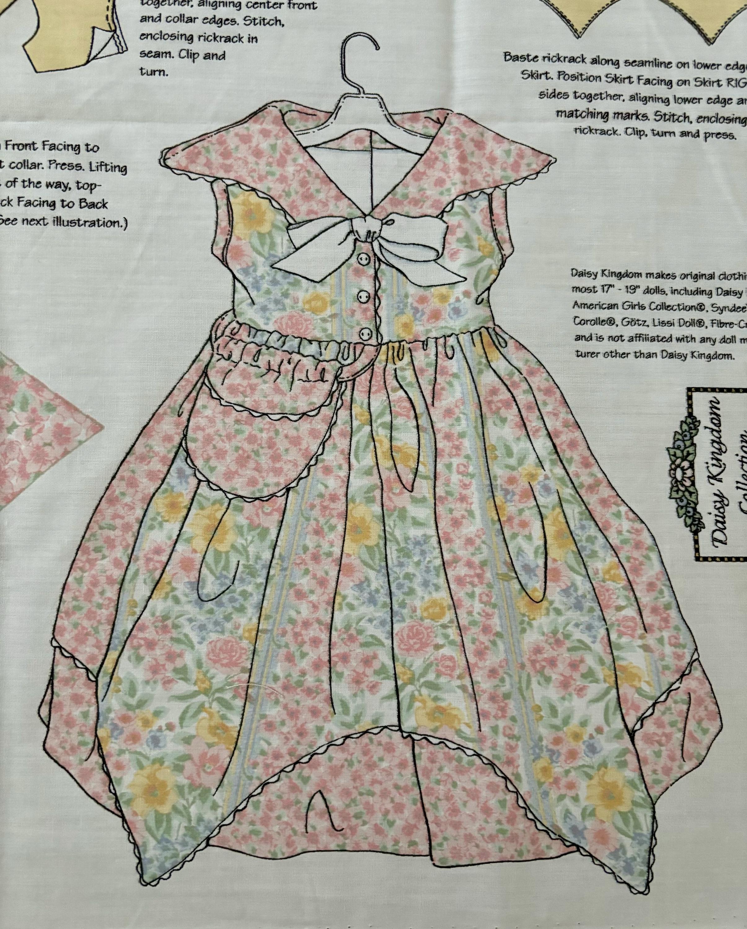 Daisy Kingdom Fabric Panel Dogwood Daisy Dolly Dress Fits 17-19 Inch ...