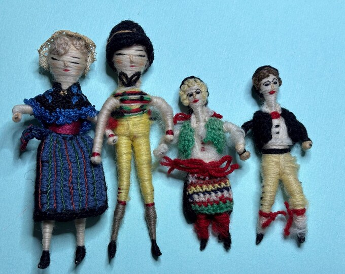 Vintage Swedish Yarn Wrapped String Dolls Set of Four 1950s-1960s - Etsy