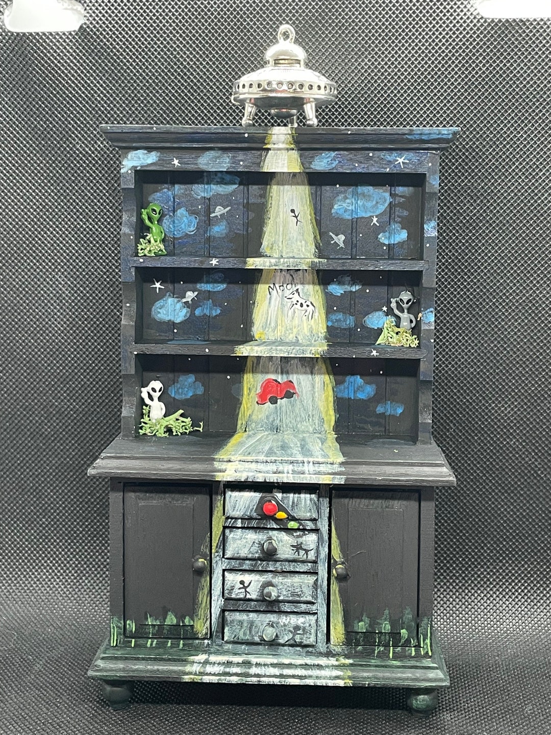 Miniature Hutch Dollhouse Furniture Alien Abduction Theme Roswell Ufo ...
