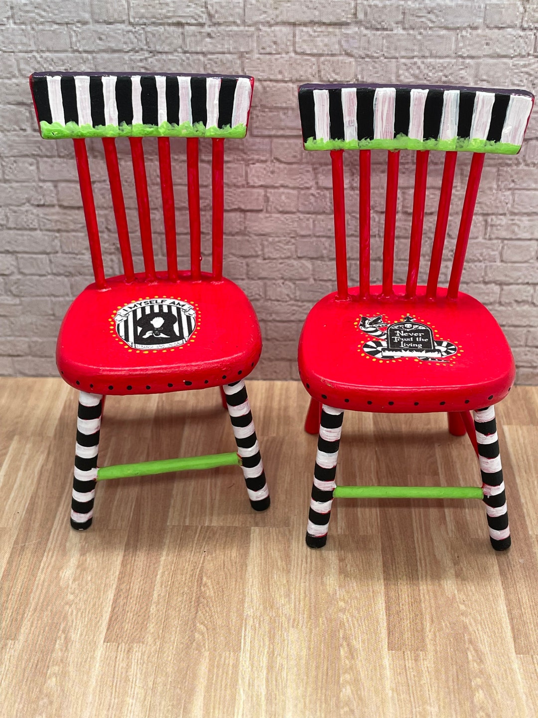 Beetlejuice Halloween 1:12 Scale Hand Painted Chairs Dollhouse ...