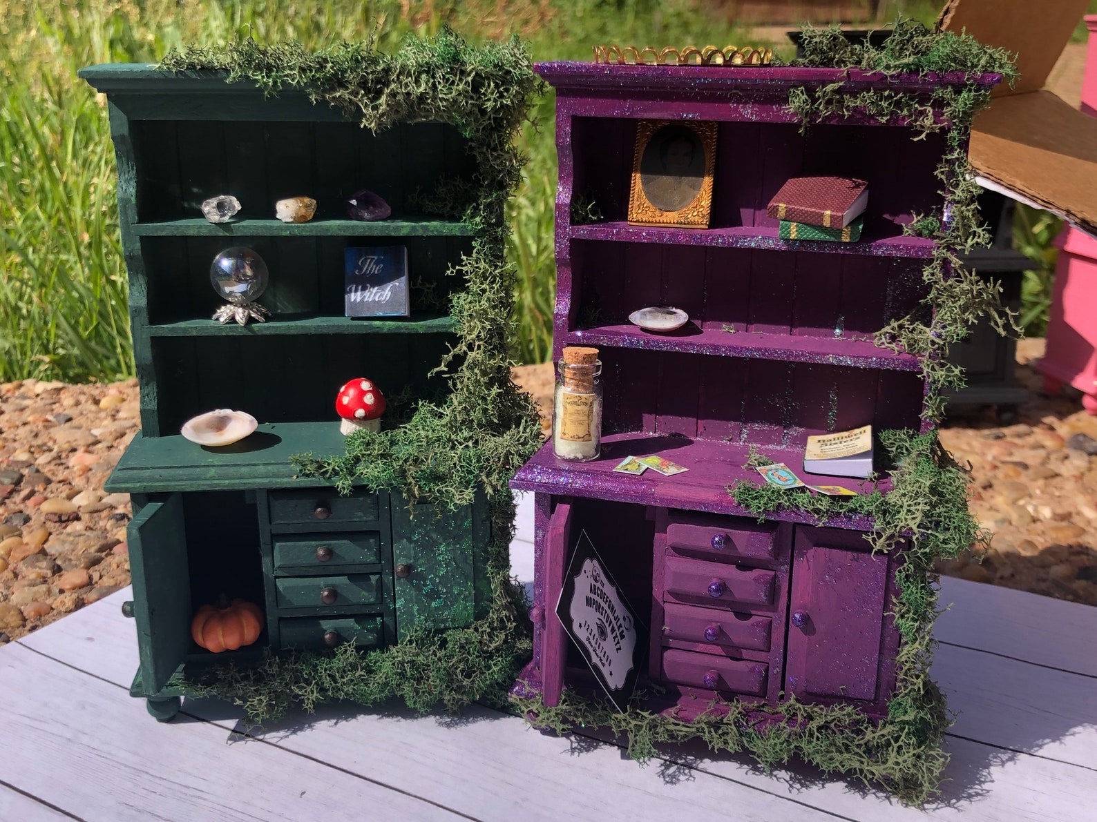 Mossy Miniature Witch Cabinet, Fairy Shelf, Witch Miniature, Fairy ...