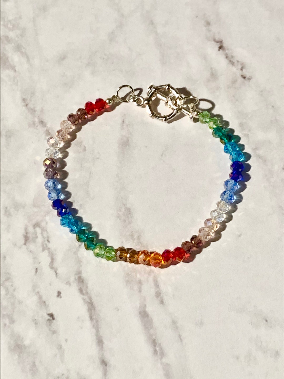 Rainbow Crystal Bracelet, Rainbow Bracelet, Beaded Bracelet, Pride ...