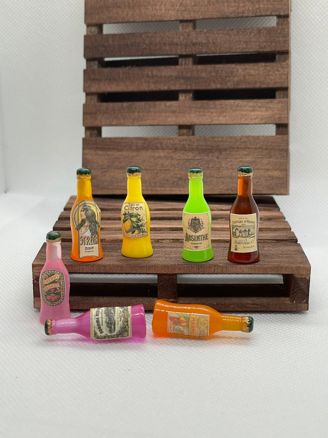 Miniature Vintage Soda Bottles or Liquor Bottles Dollhouse Miniature ...
