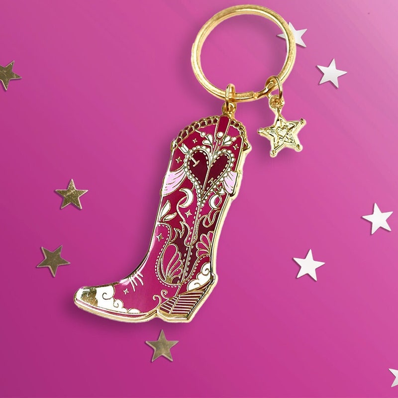 Cowgirl Boot Keychain - Etsy