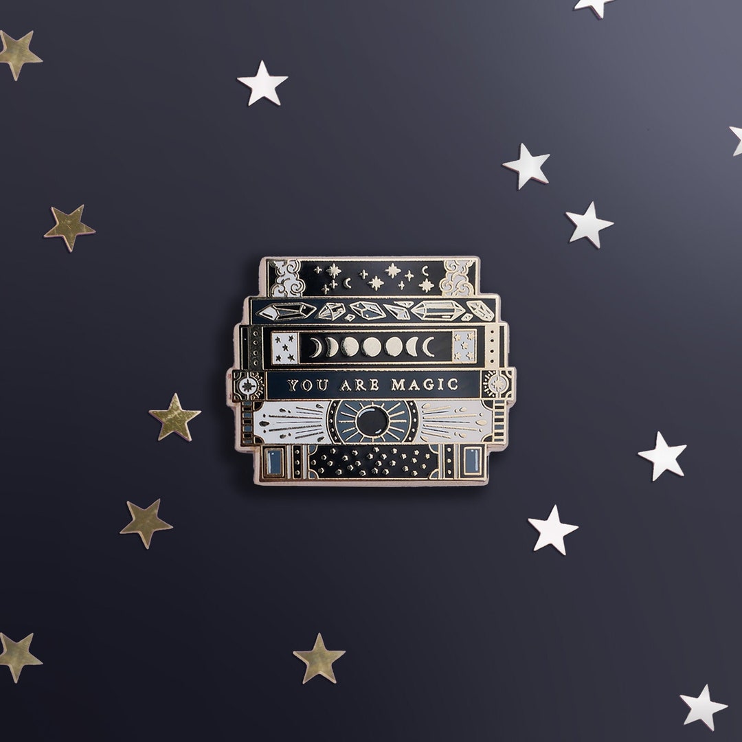 Magical Book Stack Pin - Black - Etsy