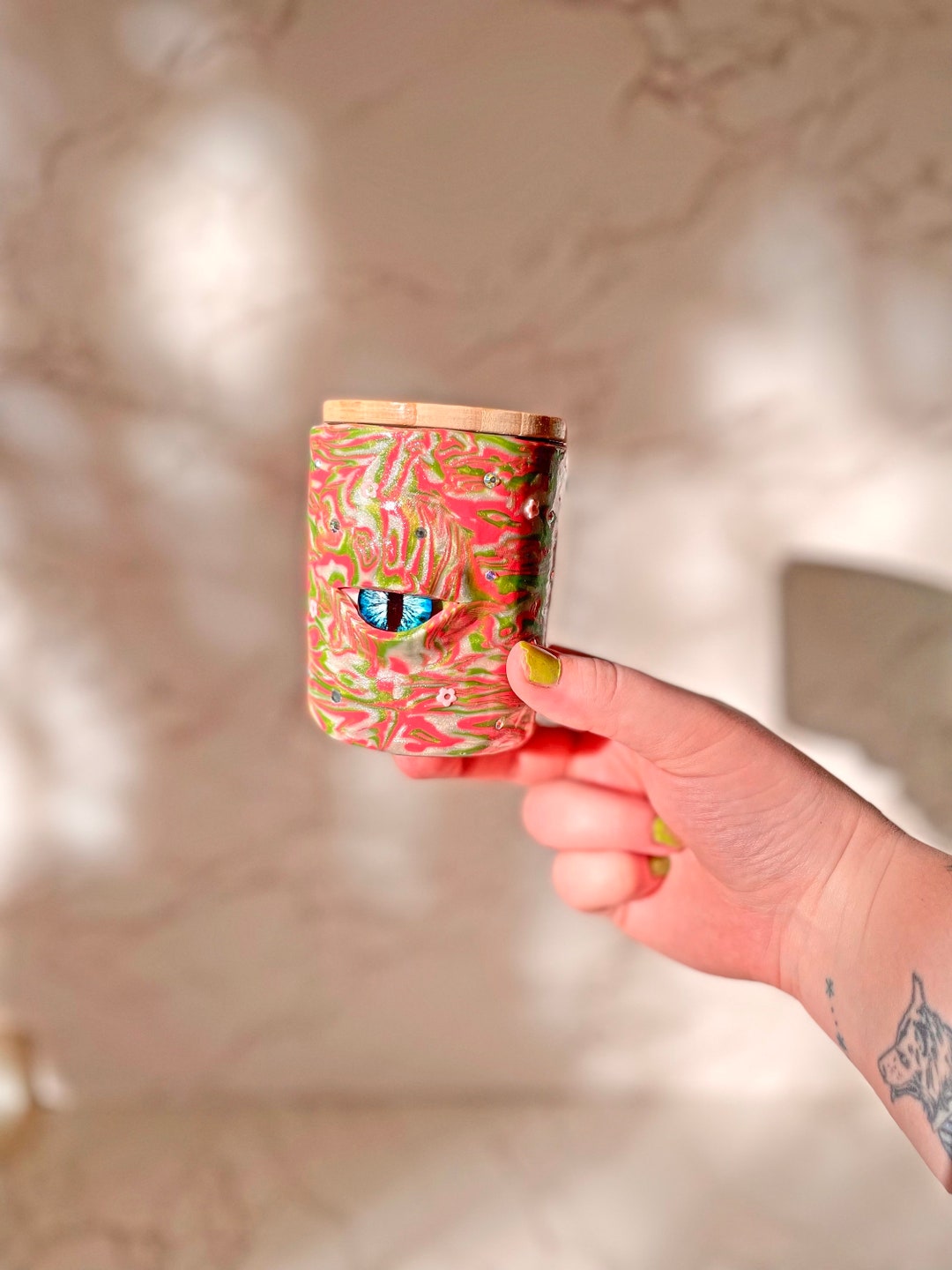 Lidded Monster Jar Summer Flowers - Etsy